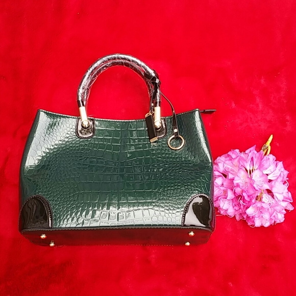 J Francis | Bags | J Francis Dark Green And Black Handbag | Poshmark